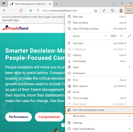 Enable Compatibility (IE) Mode in Edge – PeopleFluent