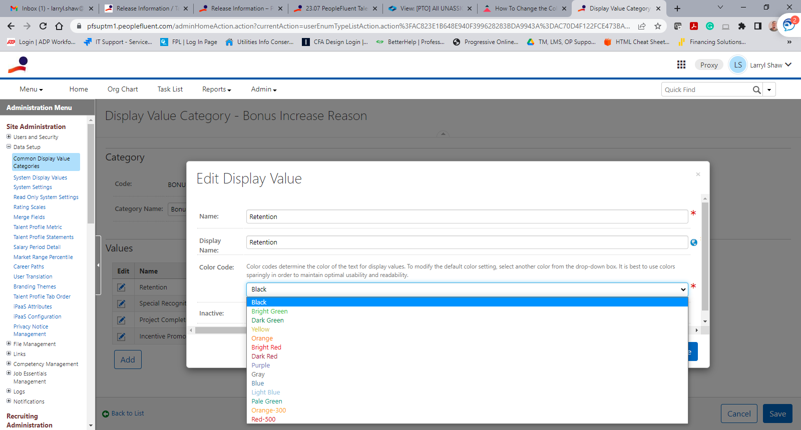 How To Change the Color Coding For Display Values – PeopleFluent