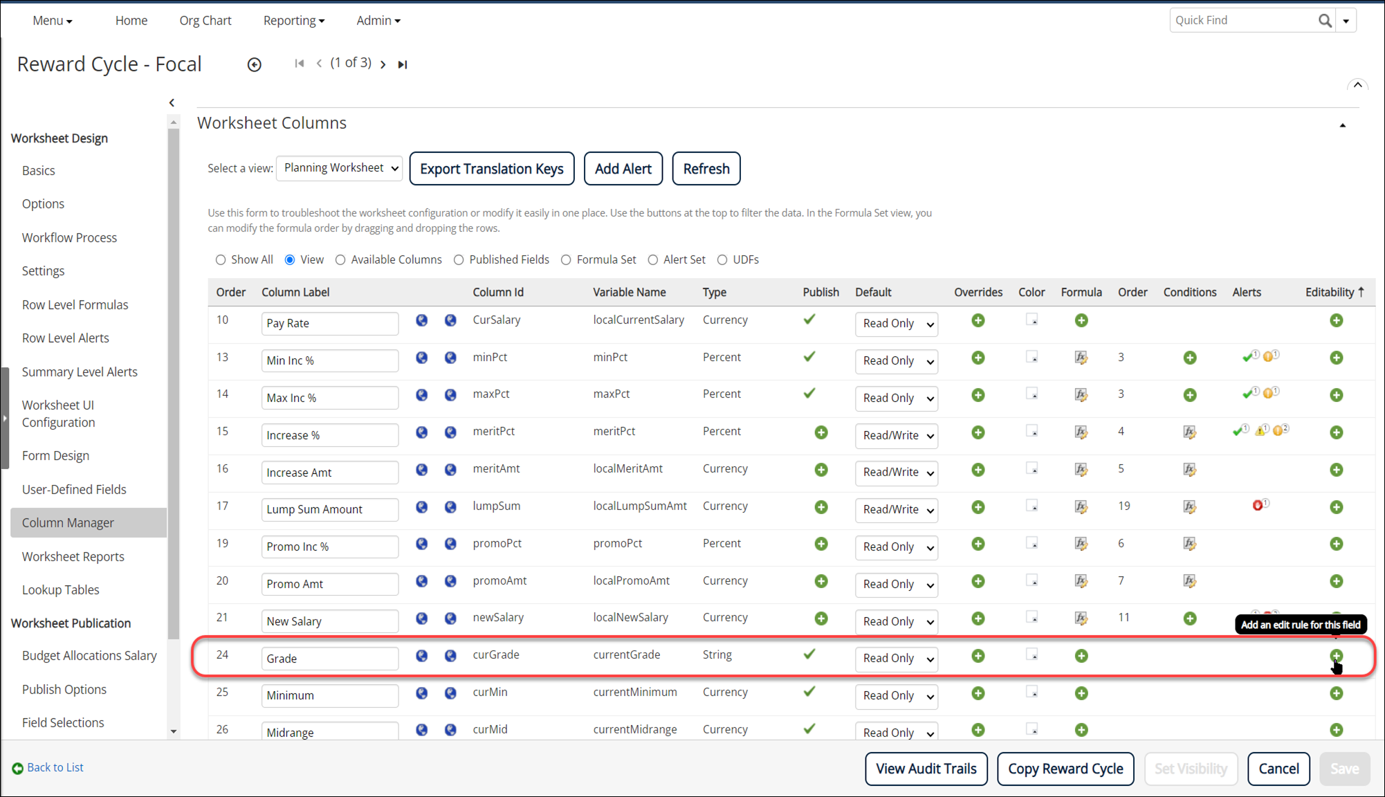 Worksheet Editability Fields – PeopleFluent