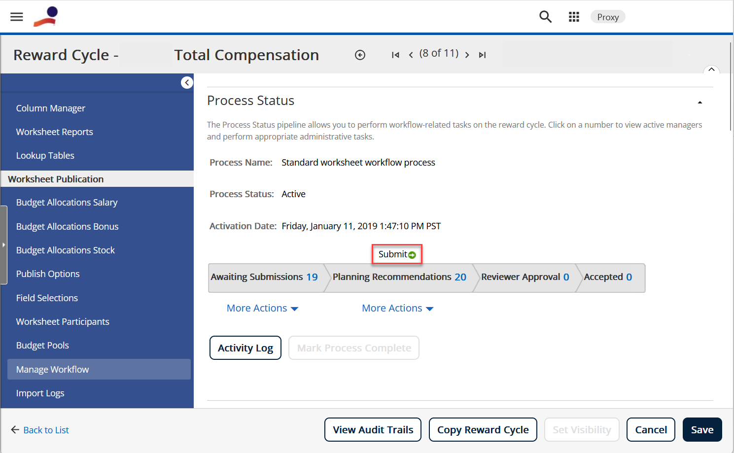 How to manually roll up workflow in a completed Reward Cycle – PeopleFluent